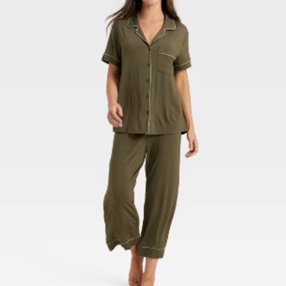 Auden | Intimates & Sleepwear | Womens Pajama Set Shorts Sleeve Notch ...